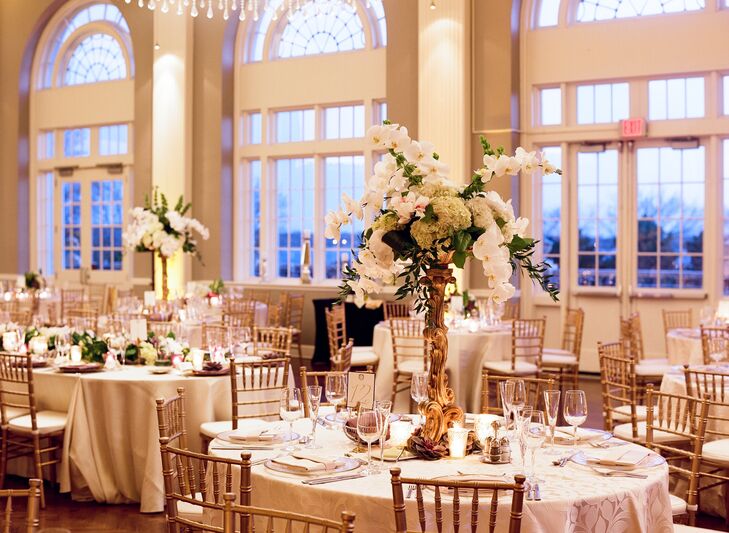 Elegant Gold Dining Tables at Calhoun Beach Club