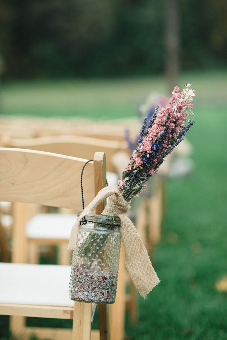 Mason Jar Aisle Decoration with Dried Flowers