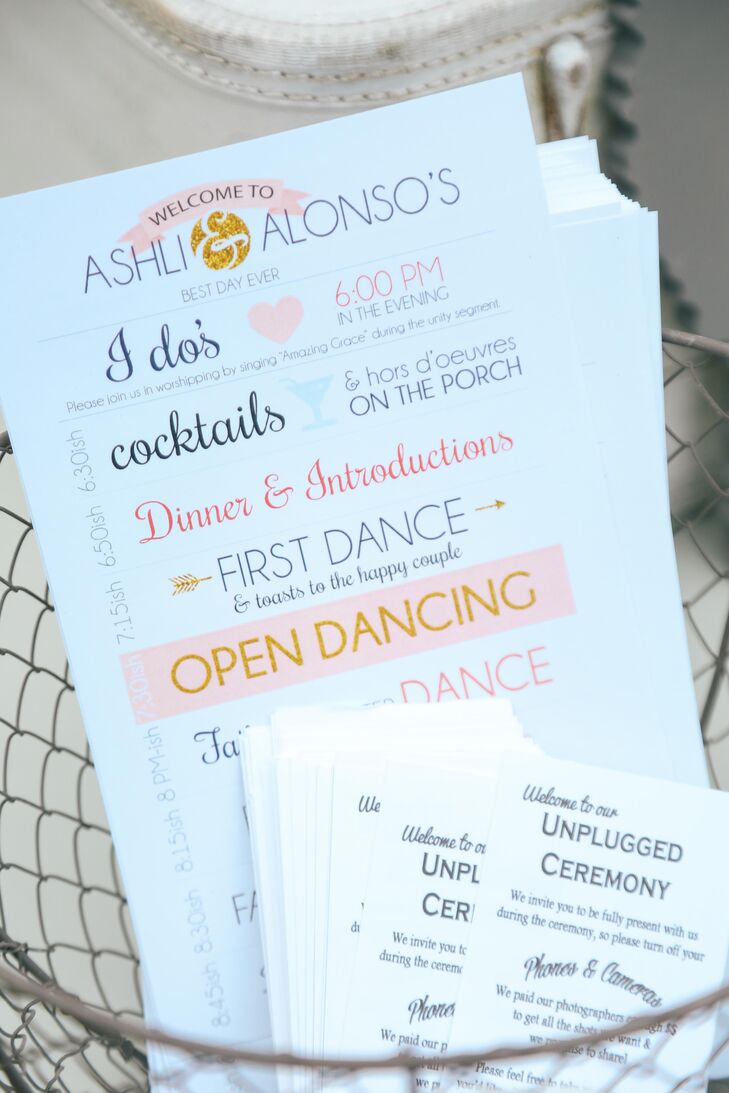 Mixed Font Blue and Pink Ceremony Programs