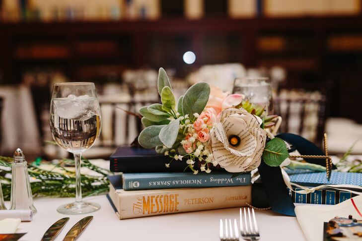 Vintage Book and Book Page Flower Centerpieces