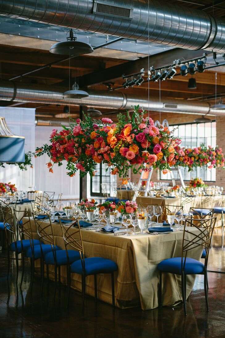 Pink and Orange Hanging Flower Installation
