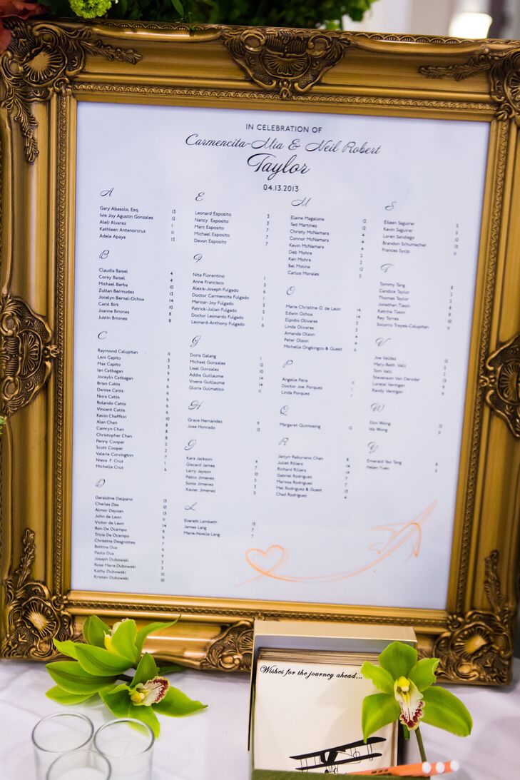 Gold-Framed Seating Chart