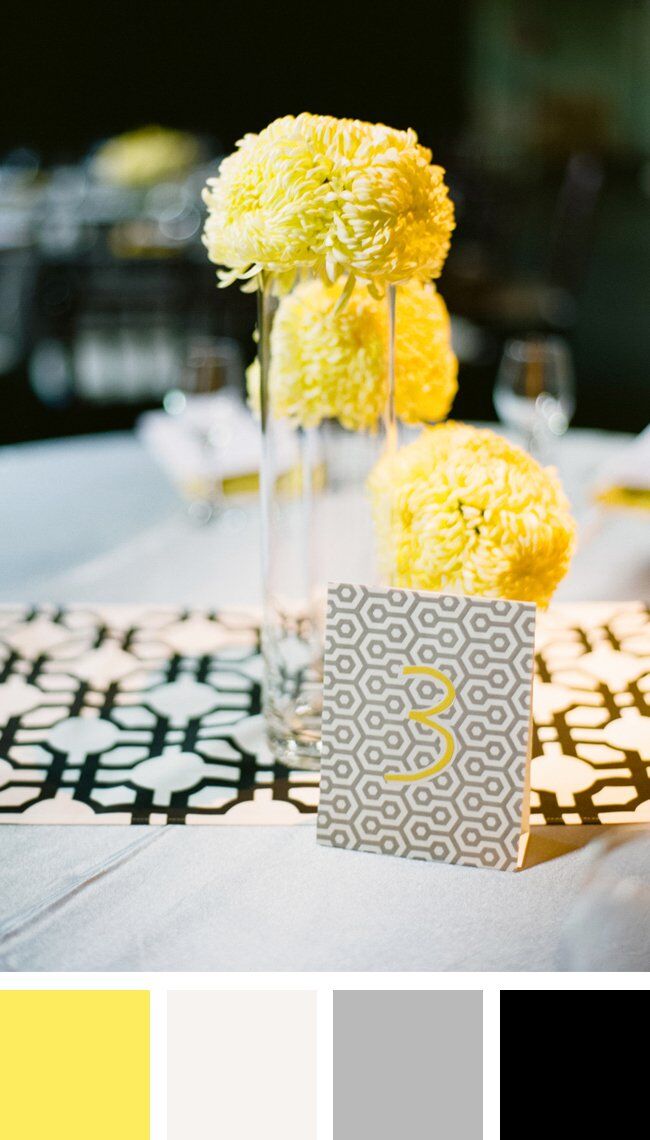Yellow, White, Gray, Black Color Palette