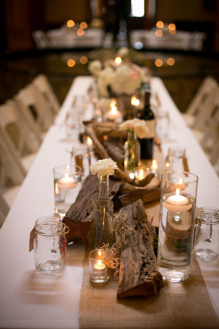 Rustic Driftwood and Candle Centerpieces