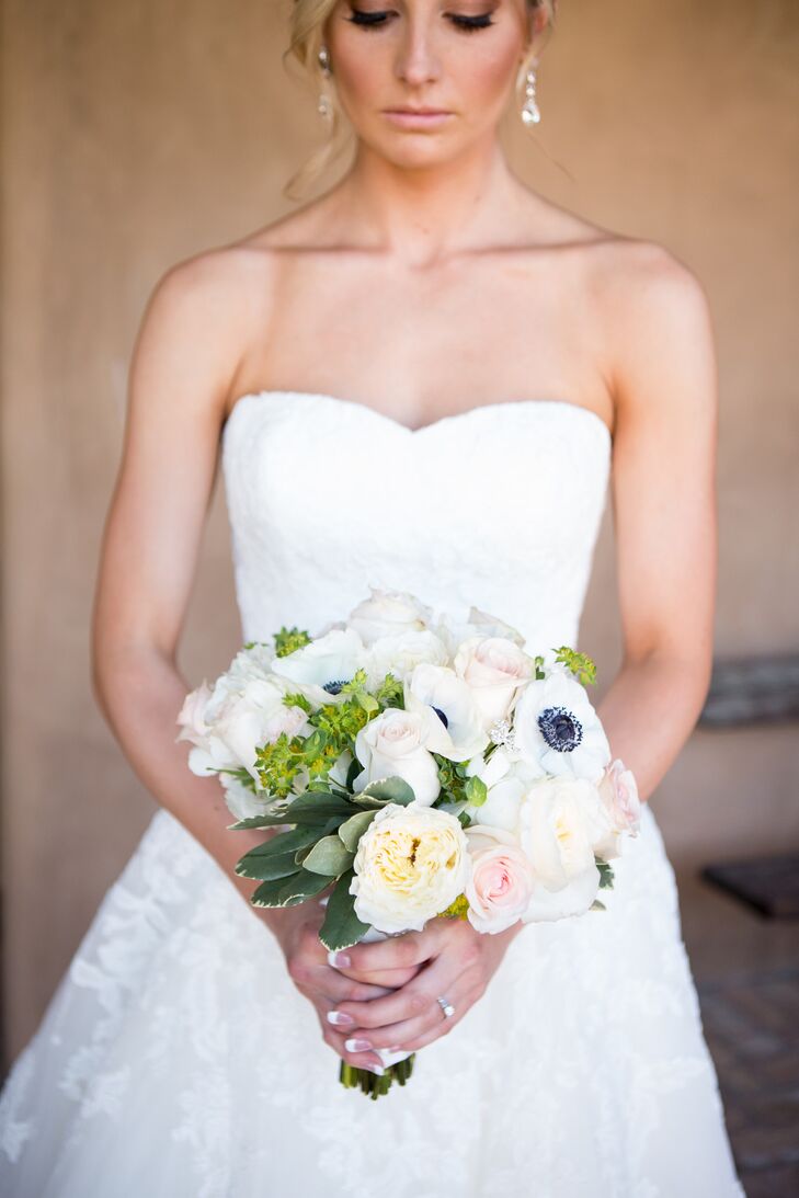 Ivory and Blush Bouquet With Anemones and Garden Roses