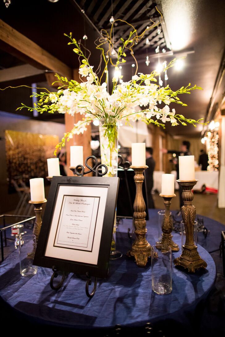 Candles, Centerpiece and Framed Menu Card