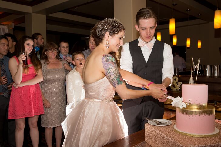 Married Couple Cake Cutting at Reception
