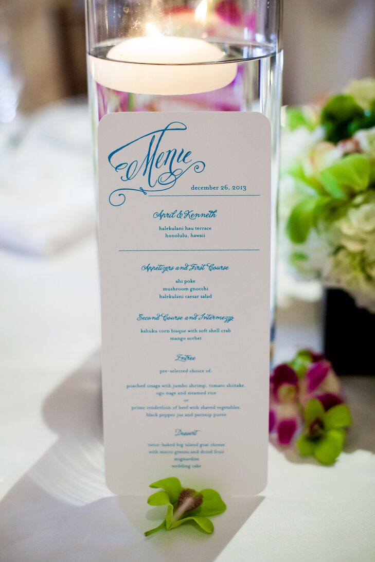 White and Blue Menu Card