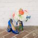 Blue Mano Blahnik Wedding Shoes and Bouquet