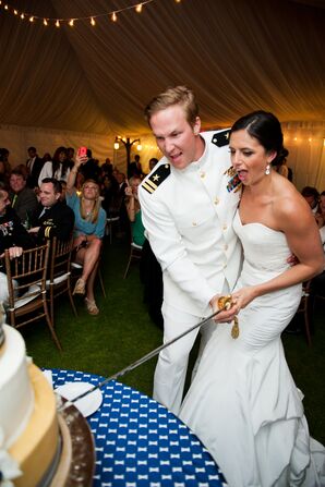 Nautical Ivory Wedding Cake With Topper