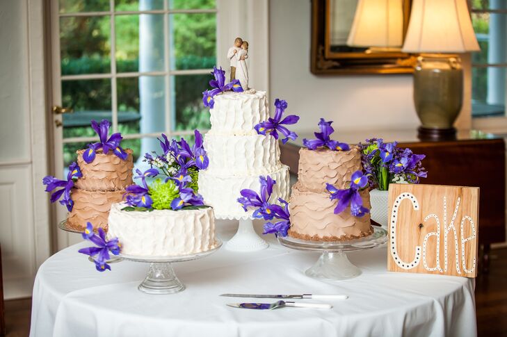 Buttercream Wedding Cakes with Fresh Irises