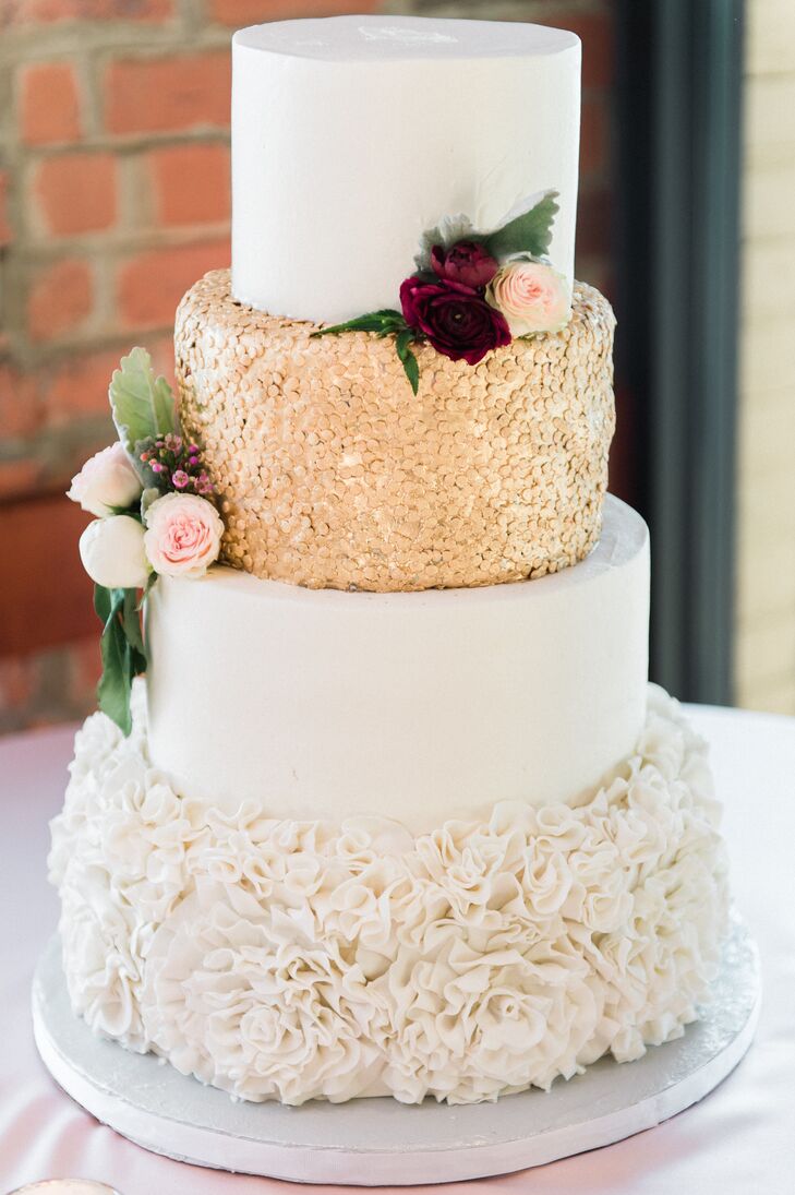 Gold Floral Wedding Cake