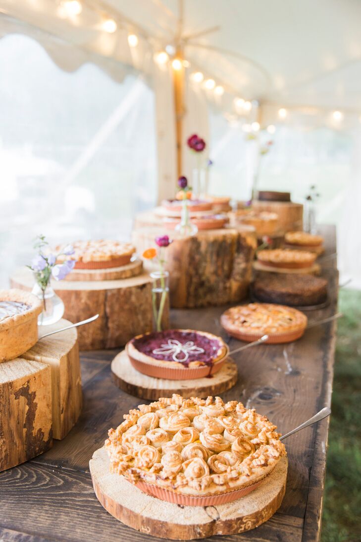 Bohemian Style Dessert Table with Various Pies