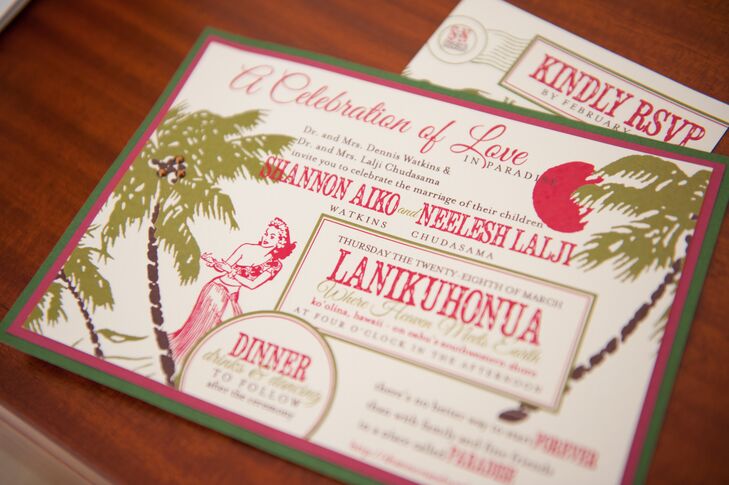 Hawaiian Wedding Invitations on Card Stock