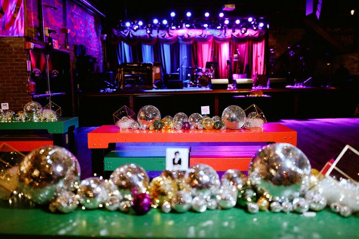Disco Balls and Colorful Neon Lights at Late Night Celebration