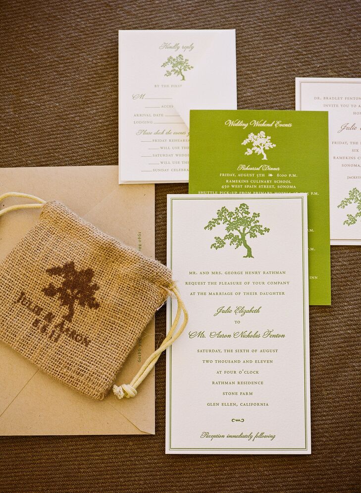 Green and White Invitation Suite