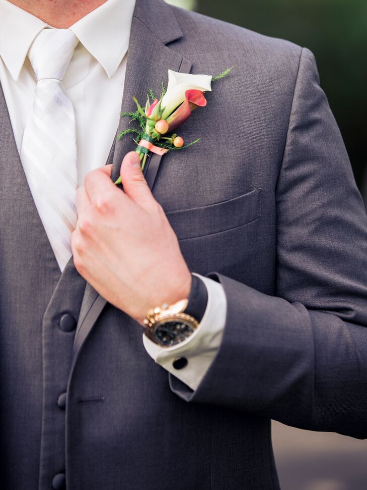 White Calla Lily, Hypericum Berry Boutonniere