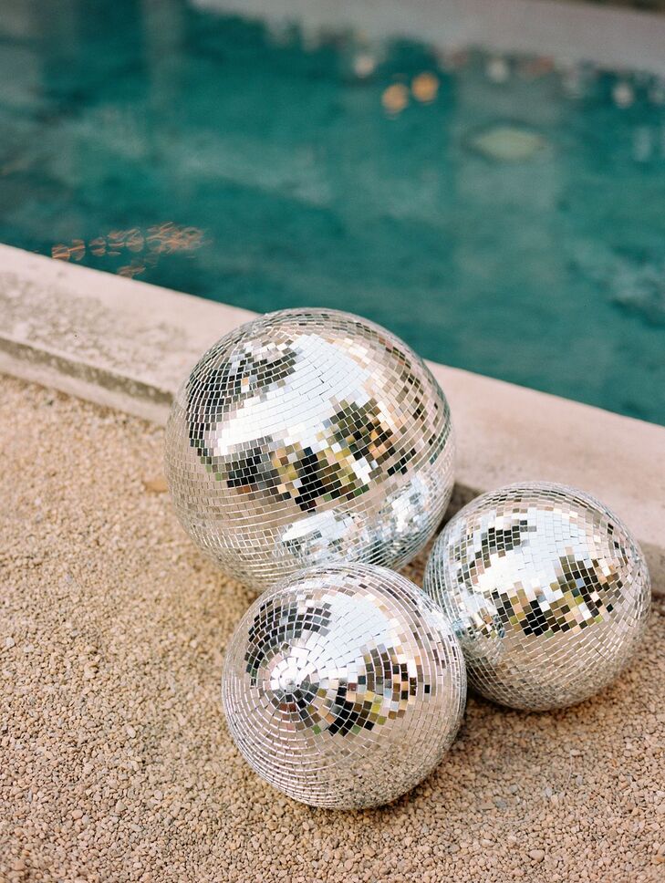 Silver Disco Balls Beside Pool