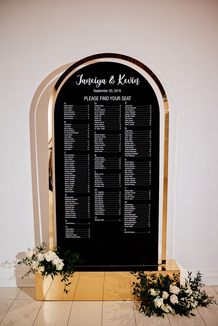 Black Seating Chart for Wedding at The Gramercy at Lakeside Manor in ...