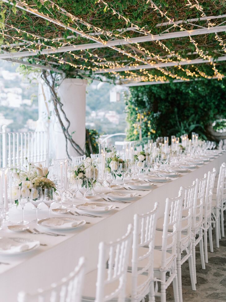 Reception Table Under Twinkle Lights