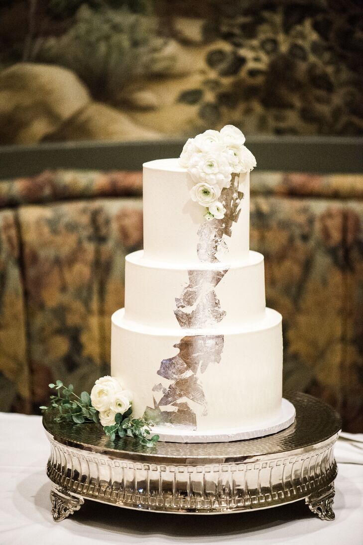 Silver-Leaf Wedding Cake