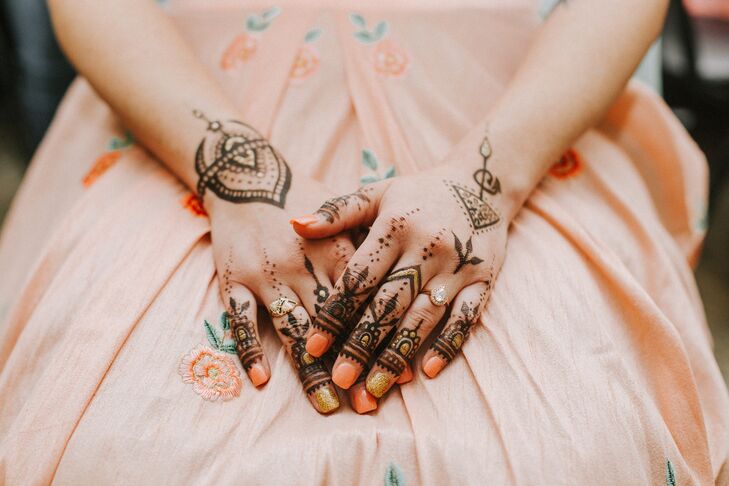 Bride's Hands Hennaed As Per Tunisian Tradition