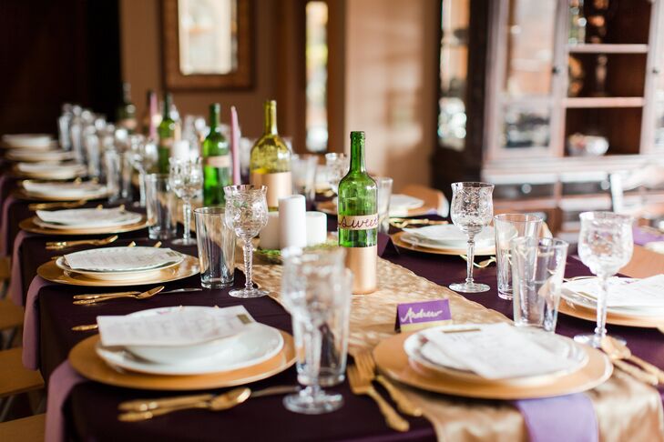 Purple and Gold Table Decor
