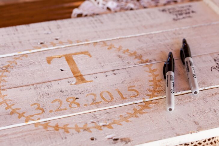 Monogrammed Wooden Board Guest Book