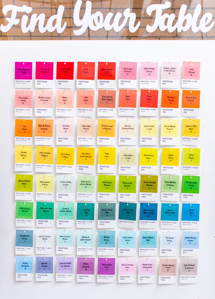 Seating Chart made of Colorful Paint Swatches