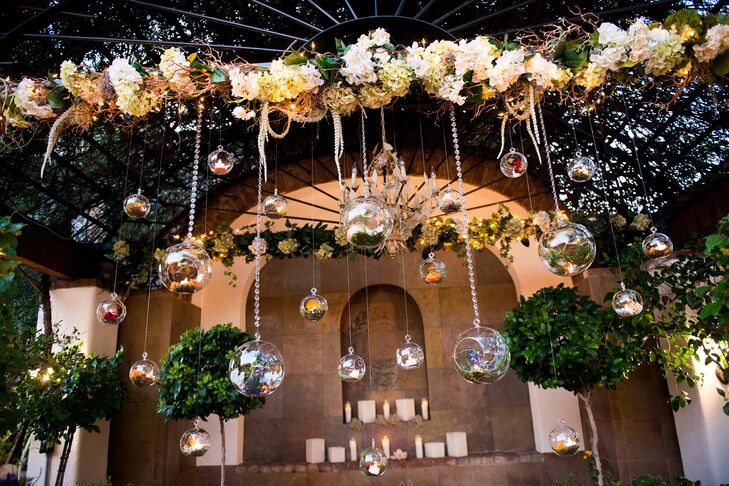 Hanging Glass Bauble Wedding Ceremony Altar
