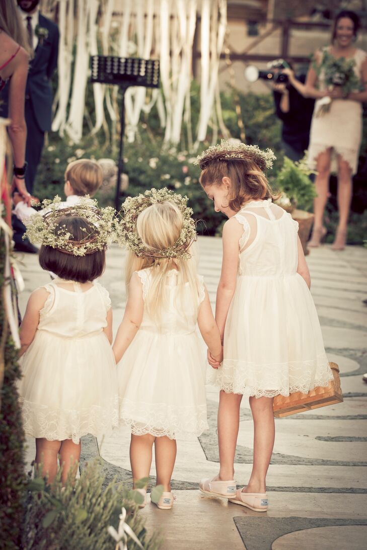 Ivory Flower Girl Dresses and Crowns