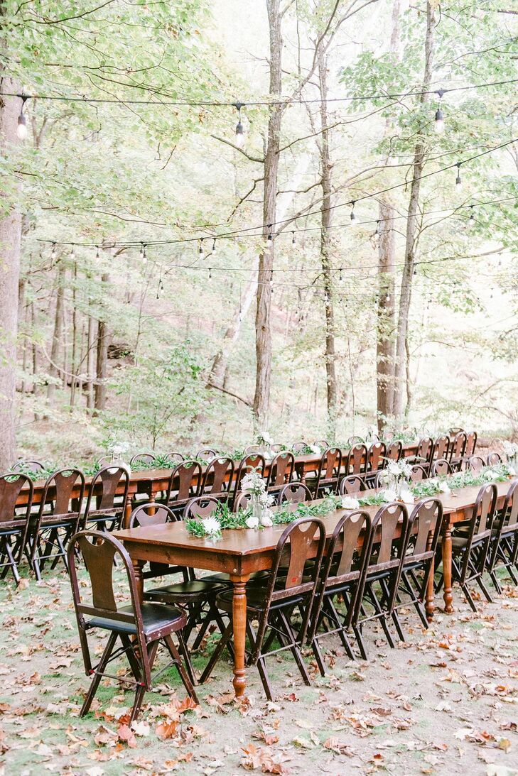 Wooden Reception Tables in The Woods