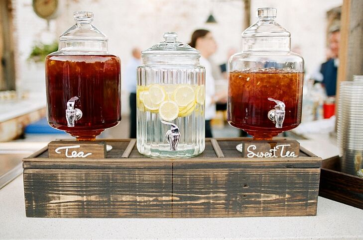 Drink Dispensers on Wooden Bar