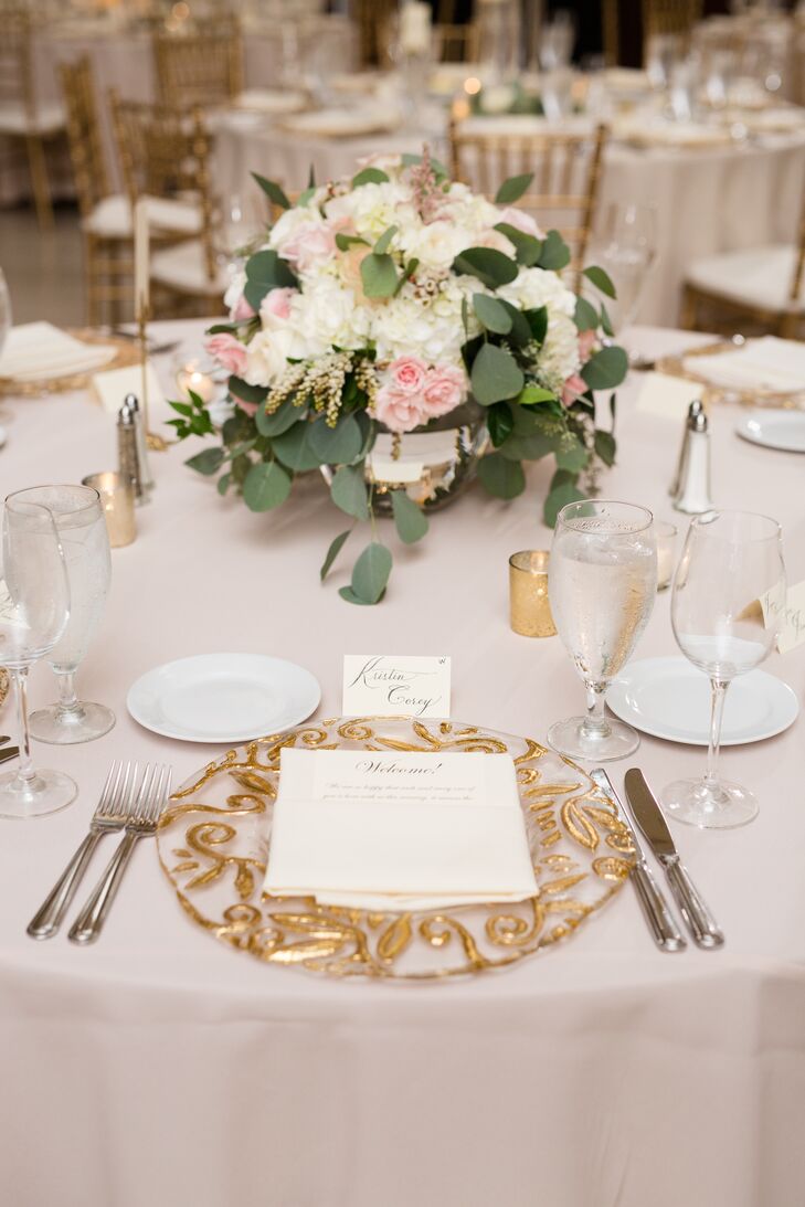 Formal Place Setting with Gold Flatware and Calligraphy Menu