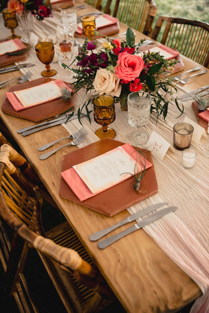 Bohemian Place Settings with Geometric Dinnerware, Rustic Centerpieces ...