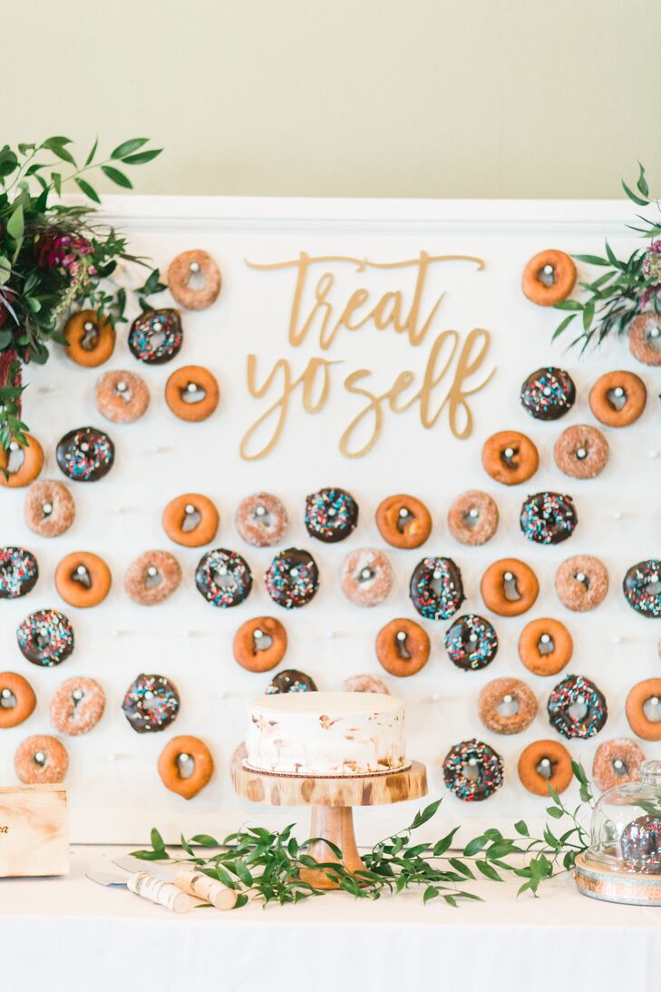 Donut Dessert Wall at Wedding Reception