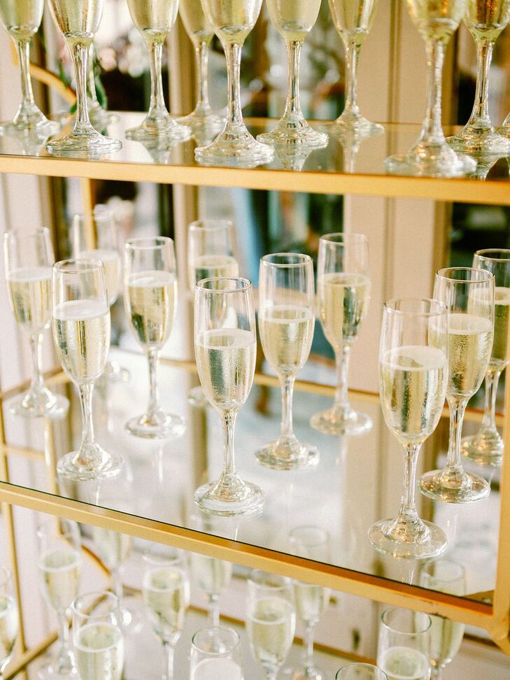 Flutes of Champagne on Gold Shelf