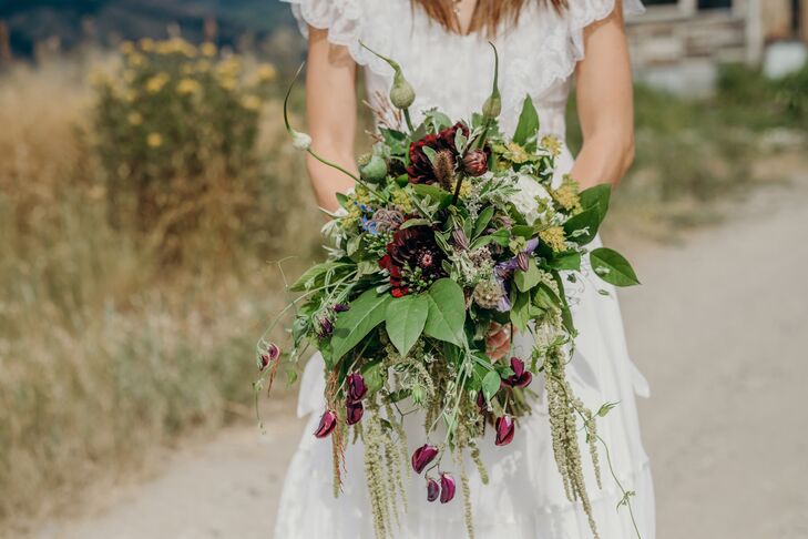 Natural Bouquet with Wildflowers and Leaves