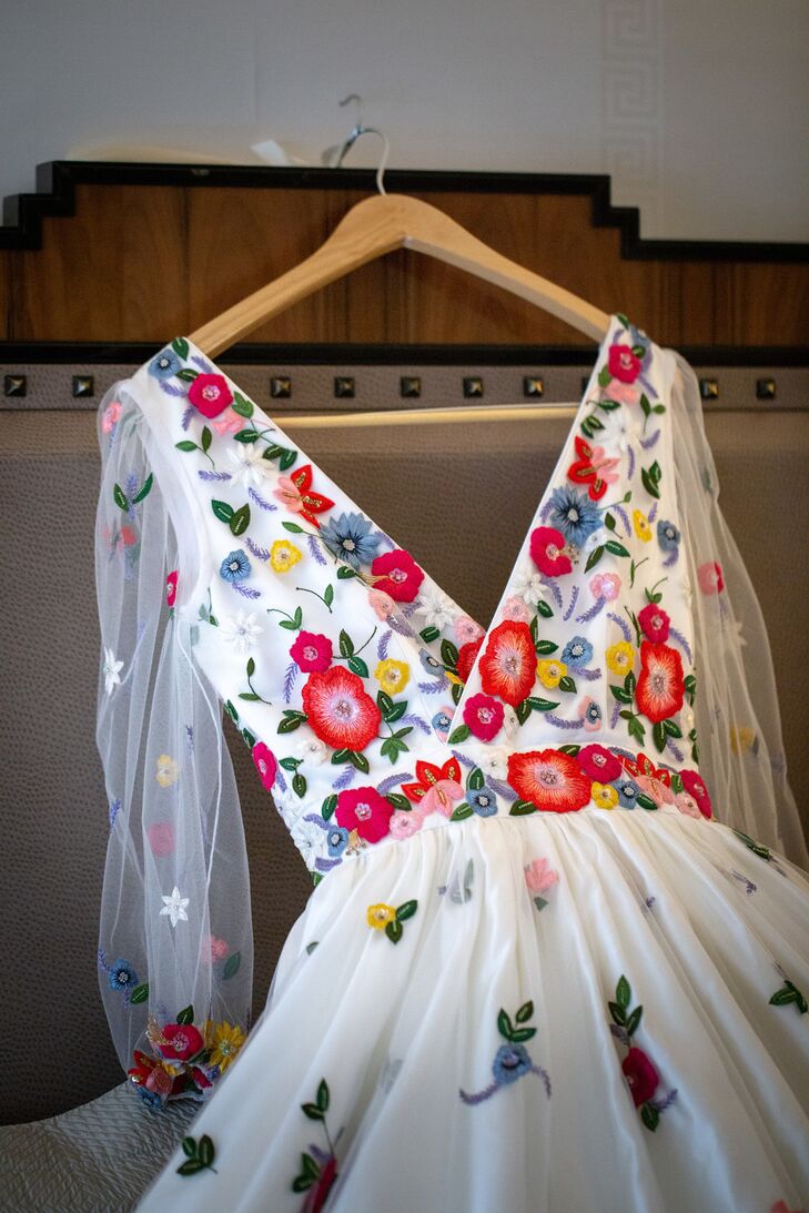 Whimsical, Colorful Floral Wedding Dress
