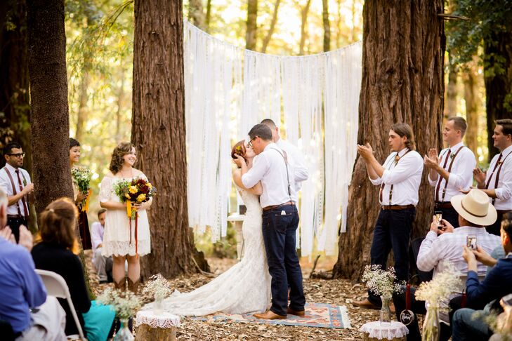 White Fabric Ceremony Backdrop