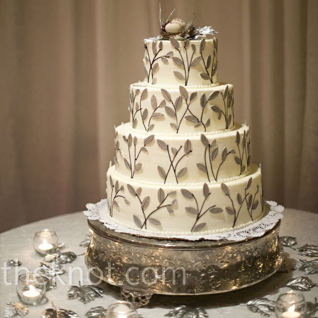 Silver Fondant Leaf Cake