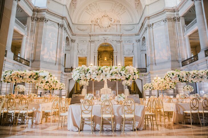 Romantic Ivory and Gold City Hall Reception