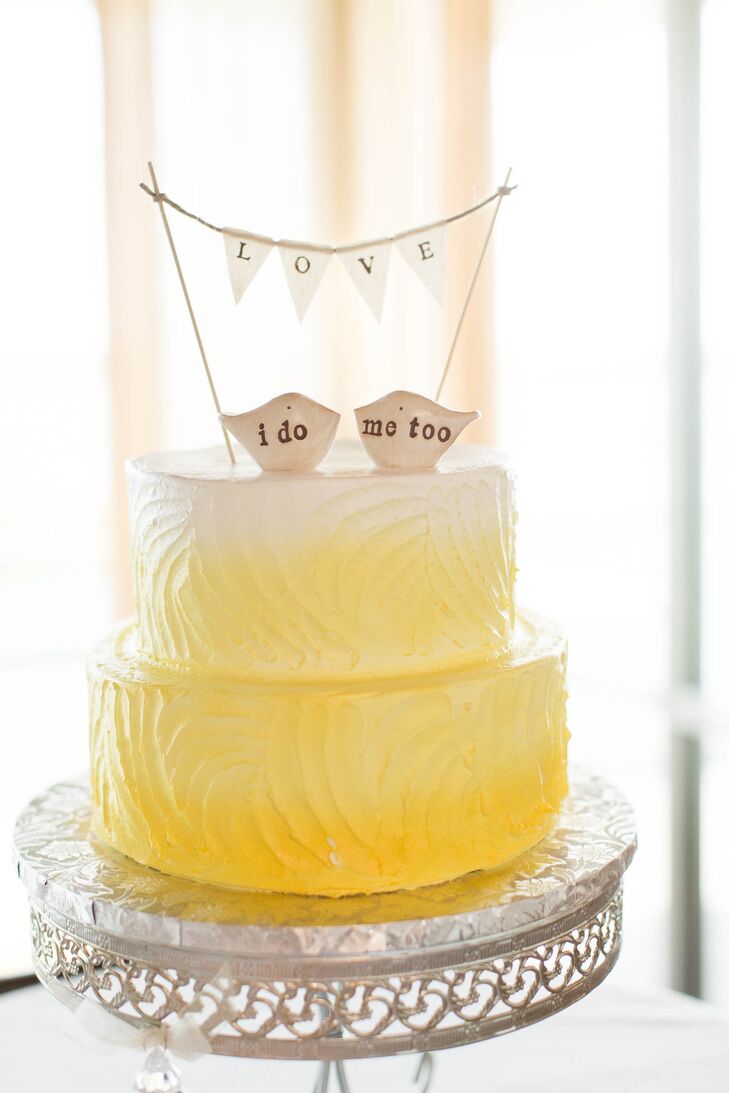 Yellow Ombre Buttercream Cake with I Do Topper