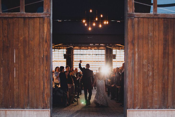 Married Couple Reception Entrance with Guests