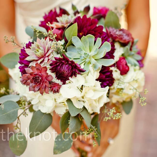 Maroon and White Bouquet