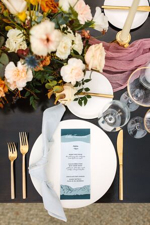 Reception Decor With Wood Farm Tables, Mauve Table Runner and Taper Candles
