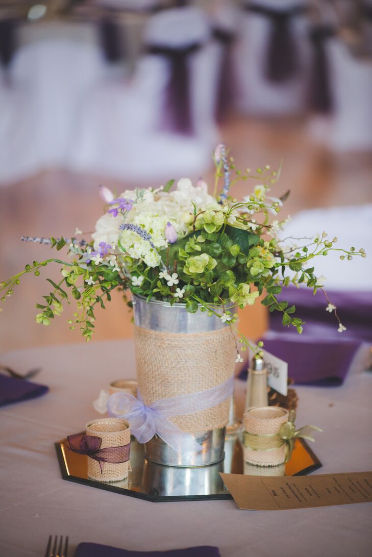 Rustic Burlap-Wrapped Centerpieces