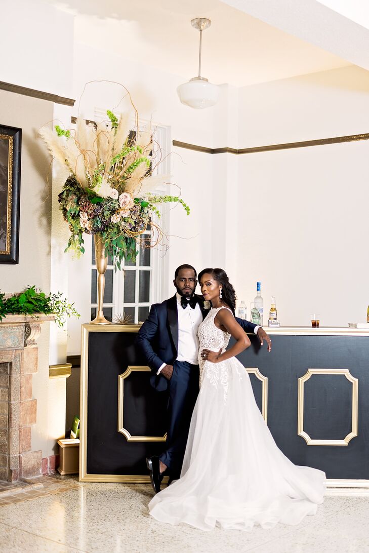Black Art Deco Bar with Gold Accents