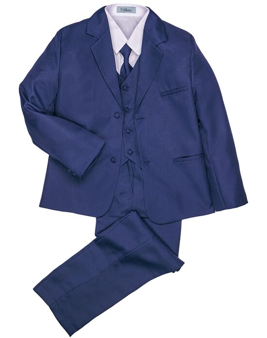 Little Tuxedos "Mason" Kids Indigo Suit (5-Piece Set) Flower Girl Dress ...