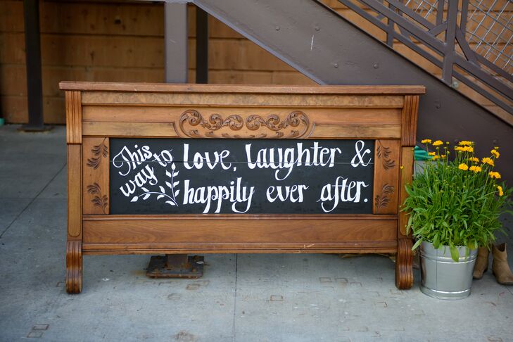 Vintage Wooden Headboard Wedding Welcome Sign